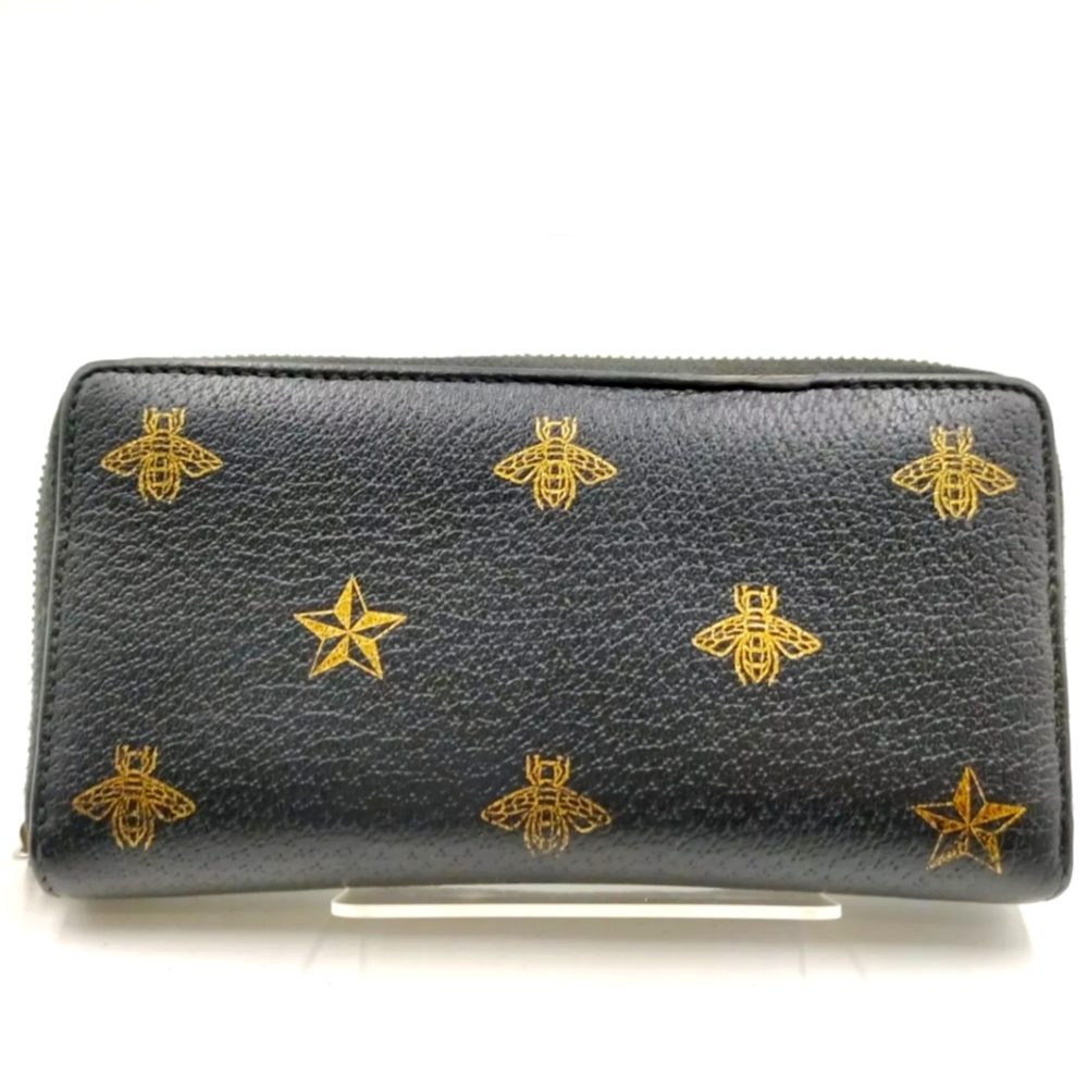 Gucci Bee Star Zip Around Wallet - Black - Gem